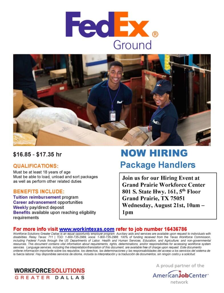 FedEx Job Fair - Workforce Solutions Greater Dallas