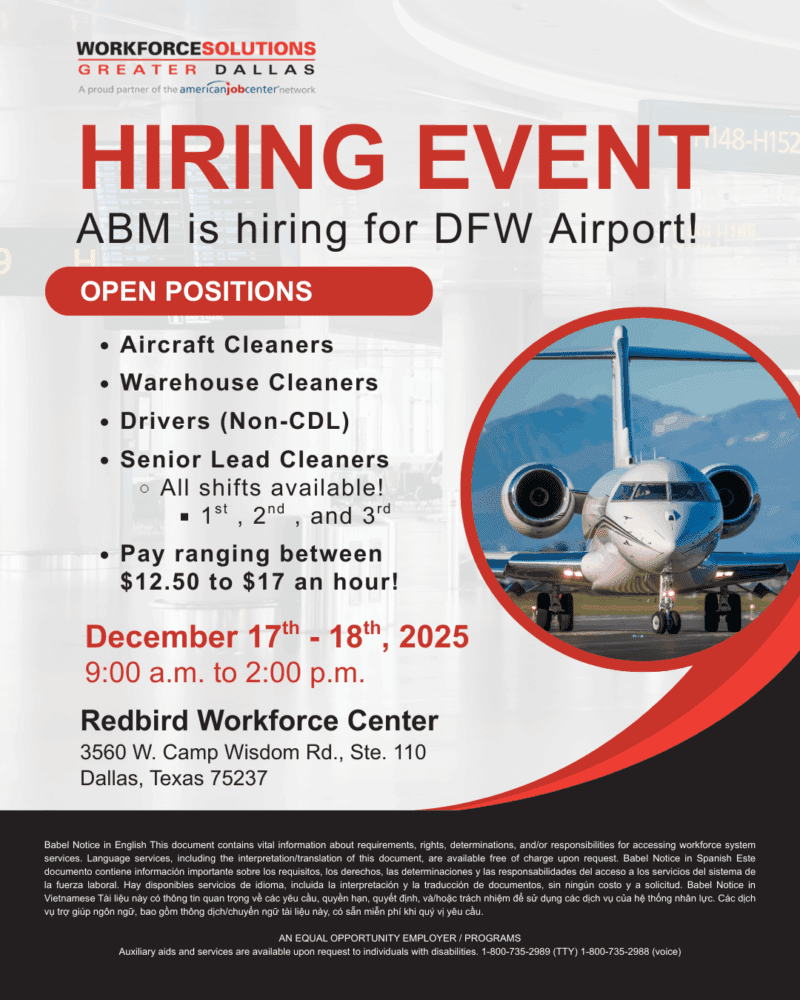 ABM - DFW Airport Hiring Event - Workforce Solutions Greater Dallas