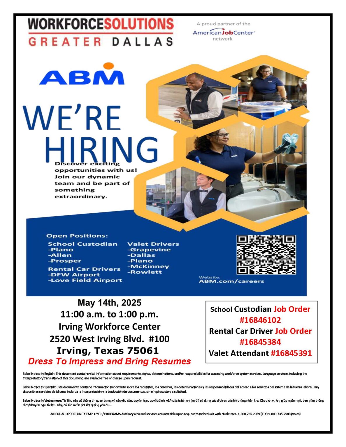 ABM Hiring Event - Workforce Solutions Greater Dallas