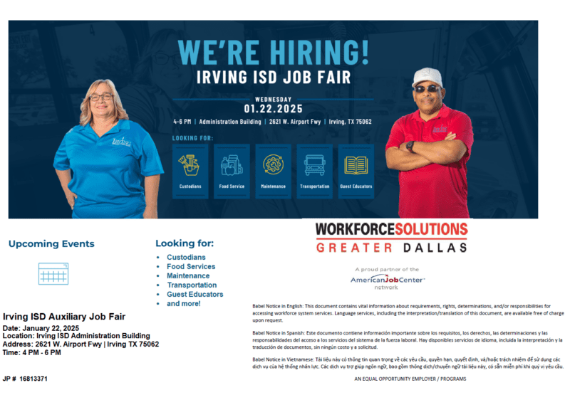 Irving ISD Job Fair - Workforce Solutions Greater Dallas